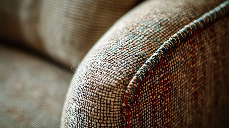 A Close Up of a Couch with a Patterned Fabric Stock Image - Image of ...