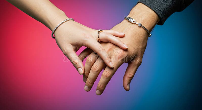 Close-Up of a Couple S Hands Interlocked Stock Illustration ...