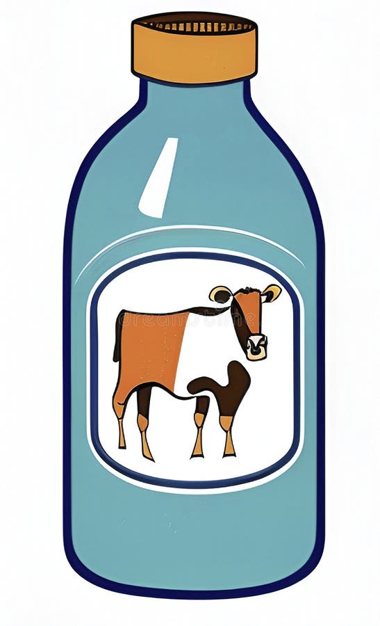 Cow Shaped Milk Bottle on Background Stock Illustration - Illustration ...