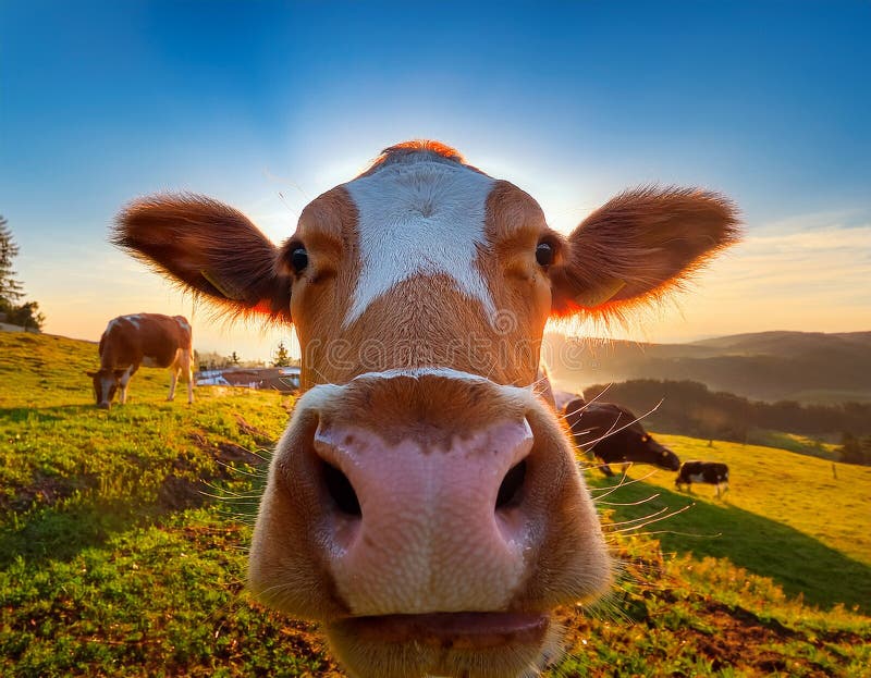 A Close-up of a Cow Sniffing the Camera, Showing Curiosity and ...