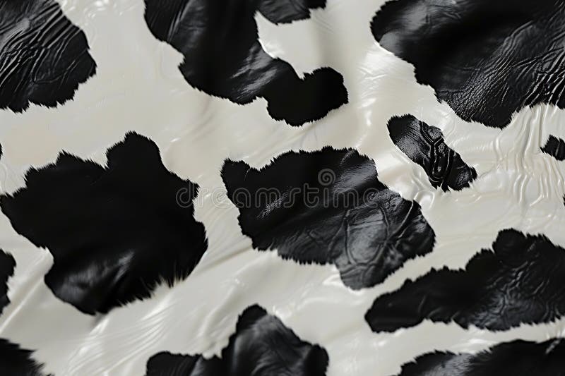 Close-up of a Cowhide Pattern Featuring Irregular Black Patches Against ...