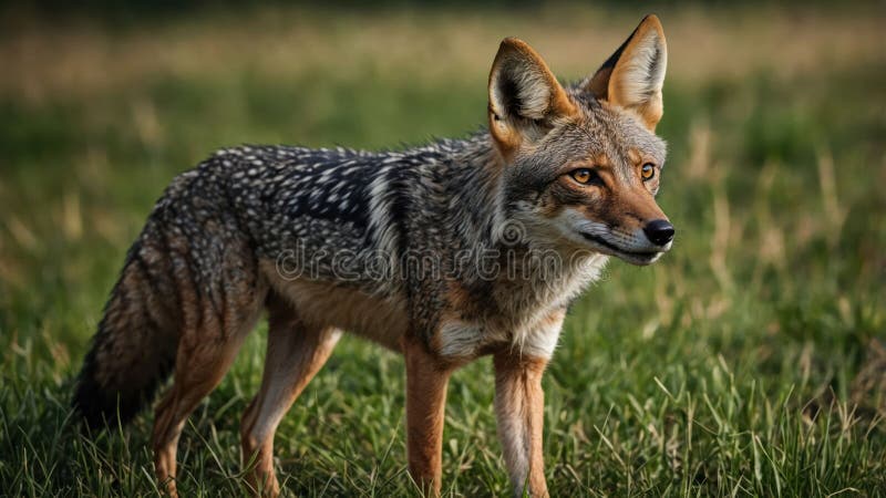 A Close-up of a Coyote Standing in a Grassy Field, Showcasing Its ...
