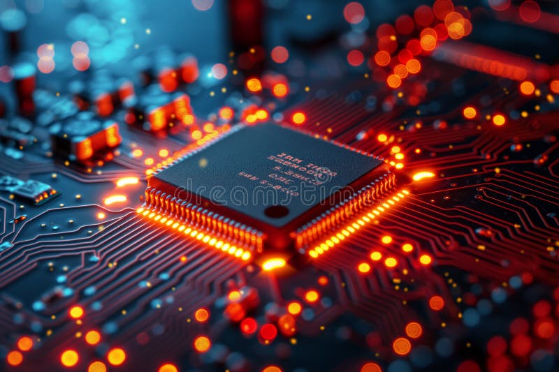 Close-Up of a CPU on a Backlit Board Stock Photo - Image of backlit ...