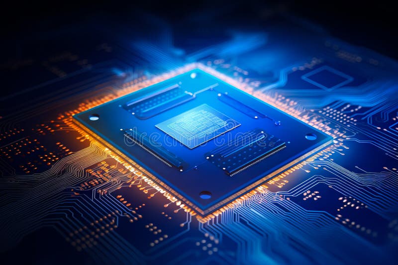 Close Up of Cpu Chip on Blue Background. Generative AI Stock ...