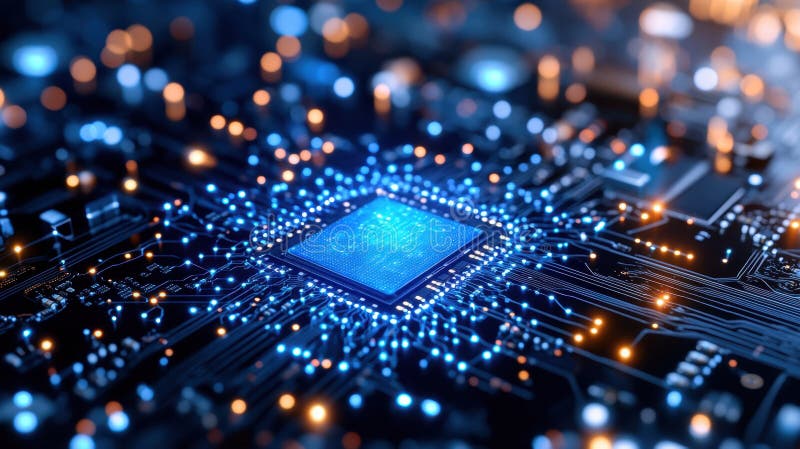 CPU Chip Circuit Board Technology Data Processing Stock Illustration ...