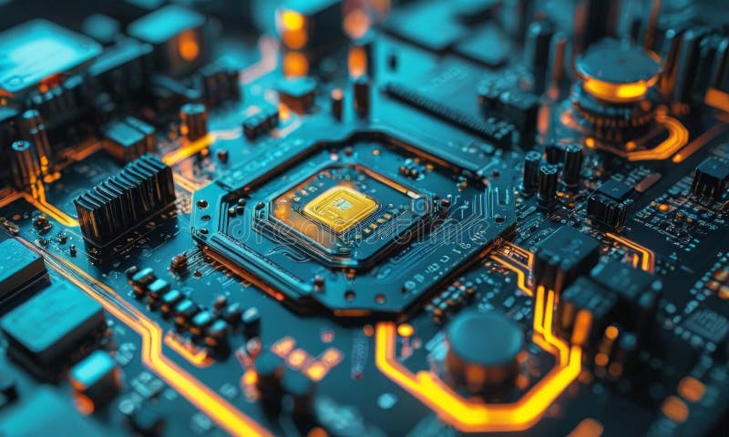 Close Up Cpu Chip on Computer Stock Illustration - Illustration of ...