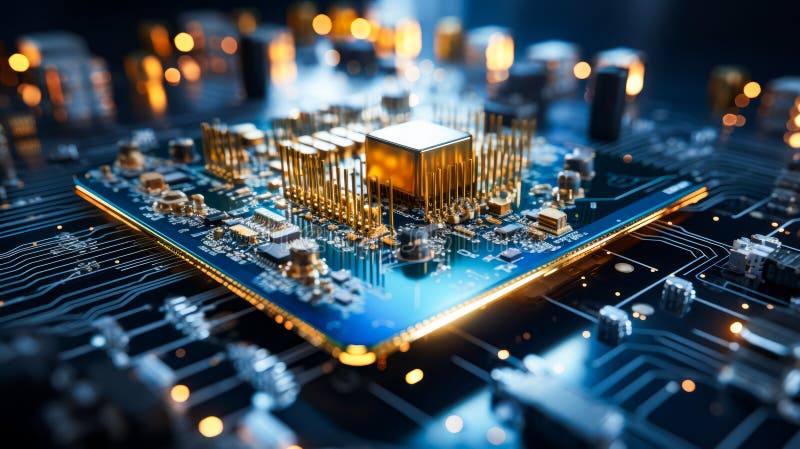 Close Up of Cpu Chip on Computer Board. Generative AI Stock ...