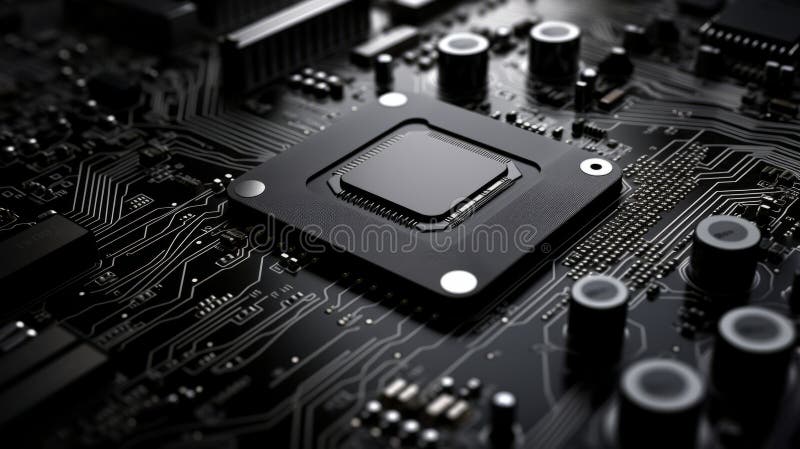 A Close Up of a Cpu Chip on a Motherboard Stock Illustration ...