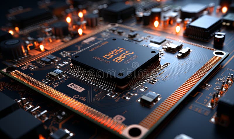 Close Up of CPU Chip on Motherboard Stock Photo - Image of data, system ...