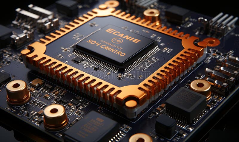 Close Up of CPU Chip on Motherboard Stock Photo - Image of microchip ...
