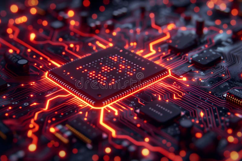 Advanced Technology Concept with CPU Chip on Motherboard Stock ...