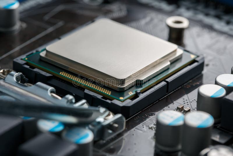 Close-up of CPU Chip Processor. Selective Focus Stock Photo - Image of ...