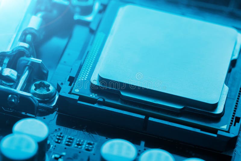 Close-up of CPU Chip Processor. Selective Focus Stock Image - Image of ...