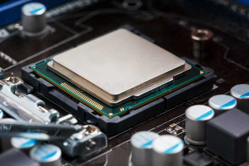 Close-up of CPU Chip Processor. Selective Focus Stock Image - Image of ...