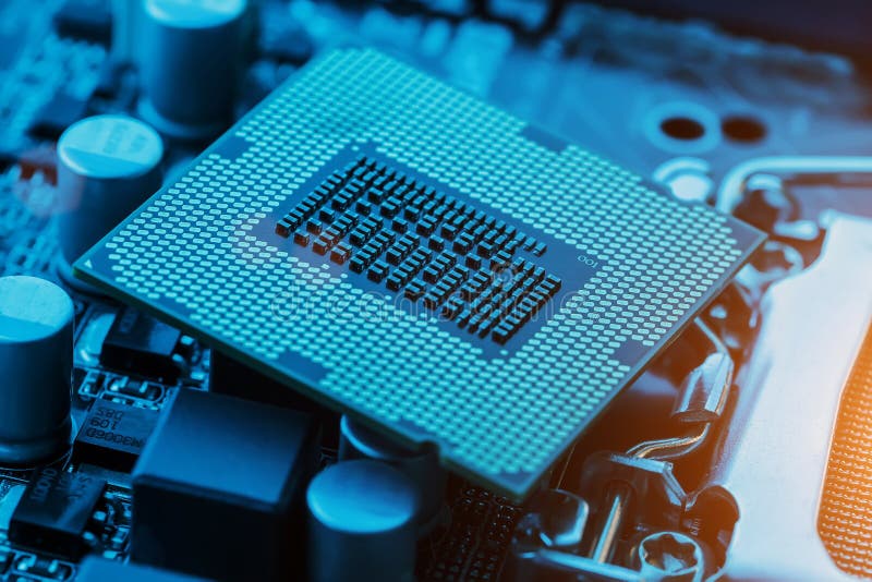 Close-up of CPU Chip Processor. Selective Focus Stock Photo - Image of ...
