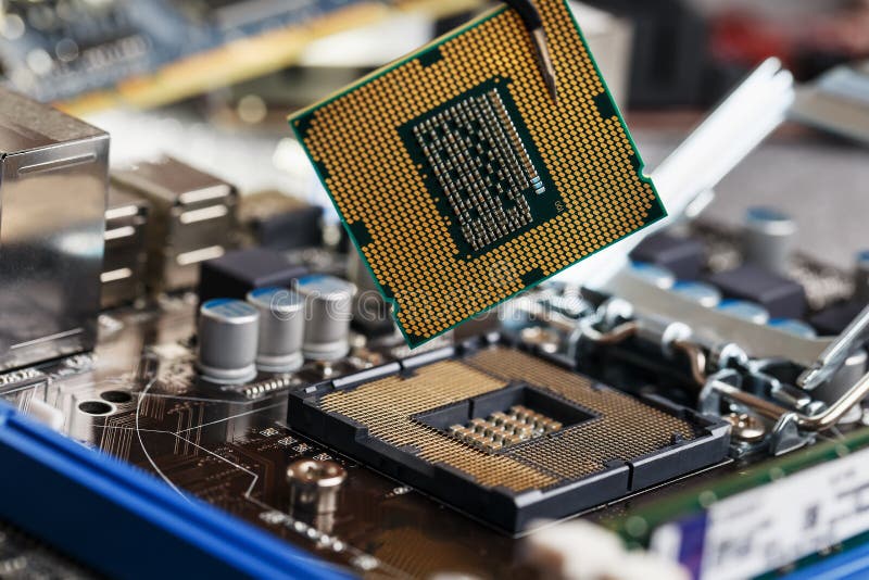 Close-up of CPU Chip Processor. Selective Focus Stock Image - Image of ...