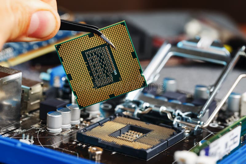 Close-up of CPU Chip Processor. Selective Focus Stock Image - Image of ...