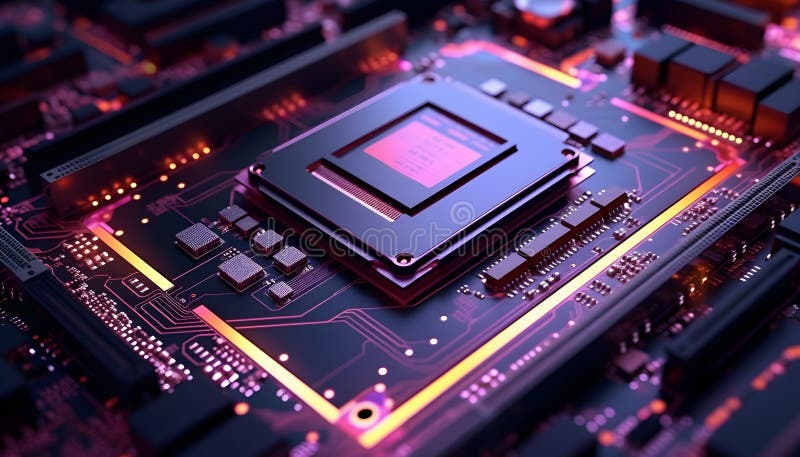 Close-up of a CPU Chip on Top of Motherboard. AI Generated Stock ...
