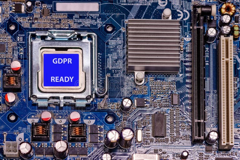 Close-up CPU with Label GDPR READY on Computer Mother Board Stock Photo ...