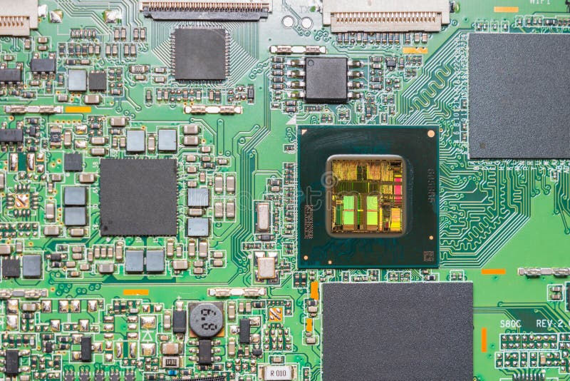 Close-up on a CPU Microchip on a Scheme Stock Photo - Image of ...