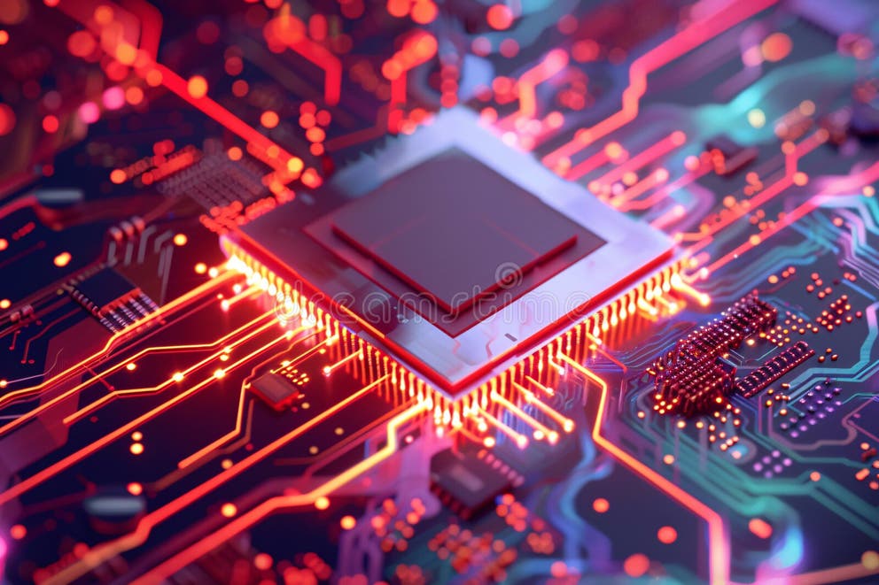 Close Up of Cpu Processor Microchip, Technology Background Stock Illustration - Illustration of ...