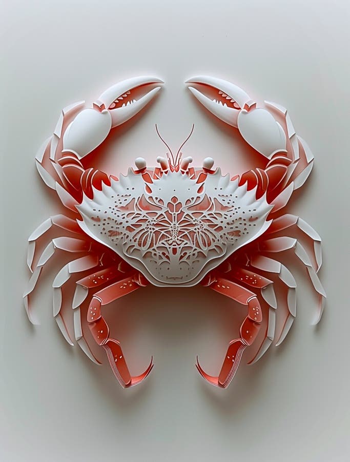 A Close Up of a Crab Made of Paper on a White Surface Stock ...