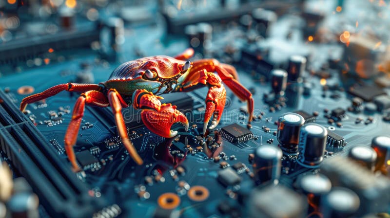 Close Up of a Crab Sitting on a Computer Electronic Circuit Board Stock ...