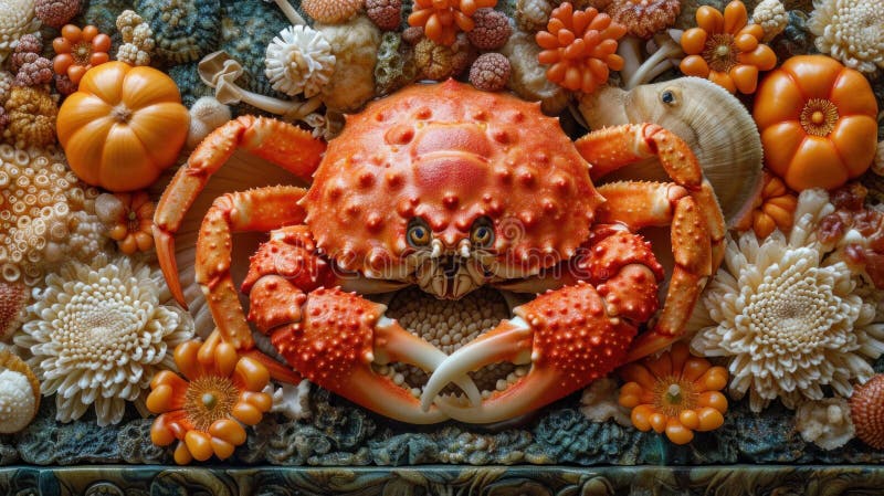 A Close Up of a Crab Sitting on Top of Some Shells, AI Stock ...