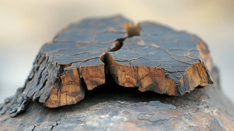 Close-up of a Cracked and Charred Tree Stump Stock Illustration ...