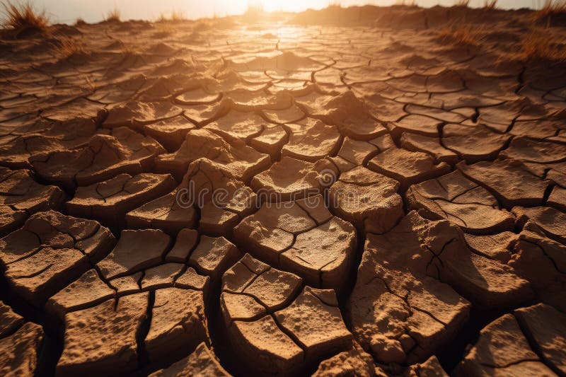 Close-up of Cracked and Dry Earth, with Sun Shining Overhead Stock ...