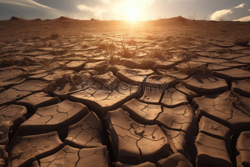 Close-up of Cracked and Dry Earth, with Sun Shining Overhead Stock ...