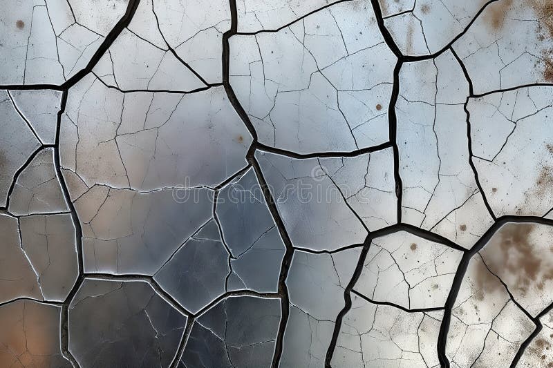 A Close-up of a Cracked Metal Surface. the Cracks are Sharp and Well ...