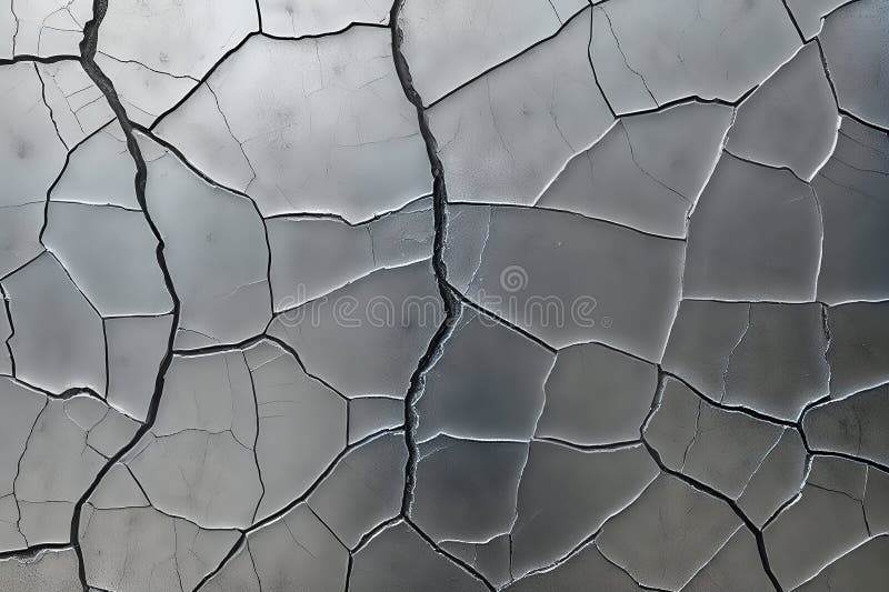 A Close-up of a Cracked Metal Surface. the Cracks are Sharp and Well ...