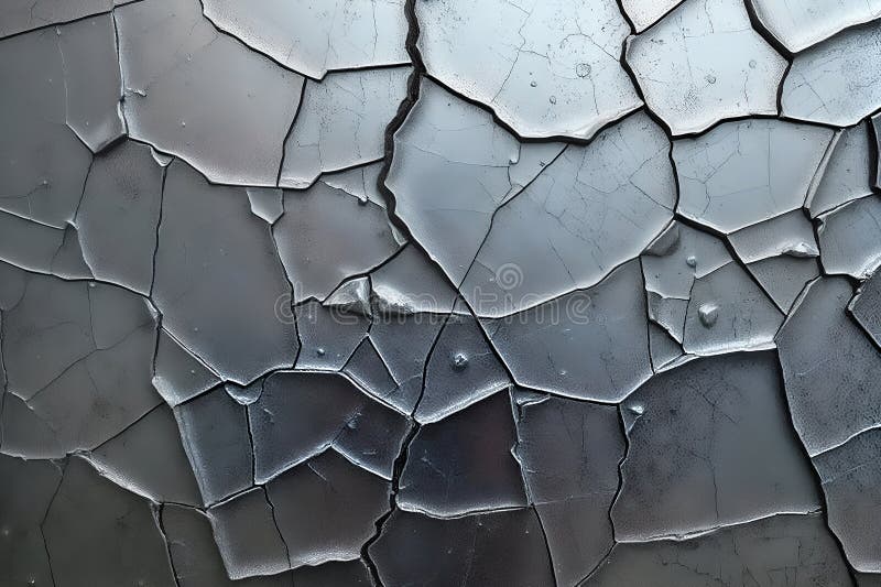 A Close-up of a Cracked Metal Surface. the Cracks are Sharp and Well ...