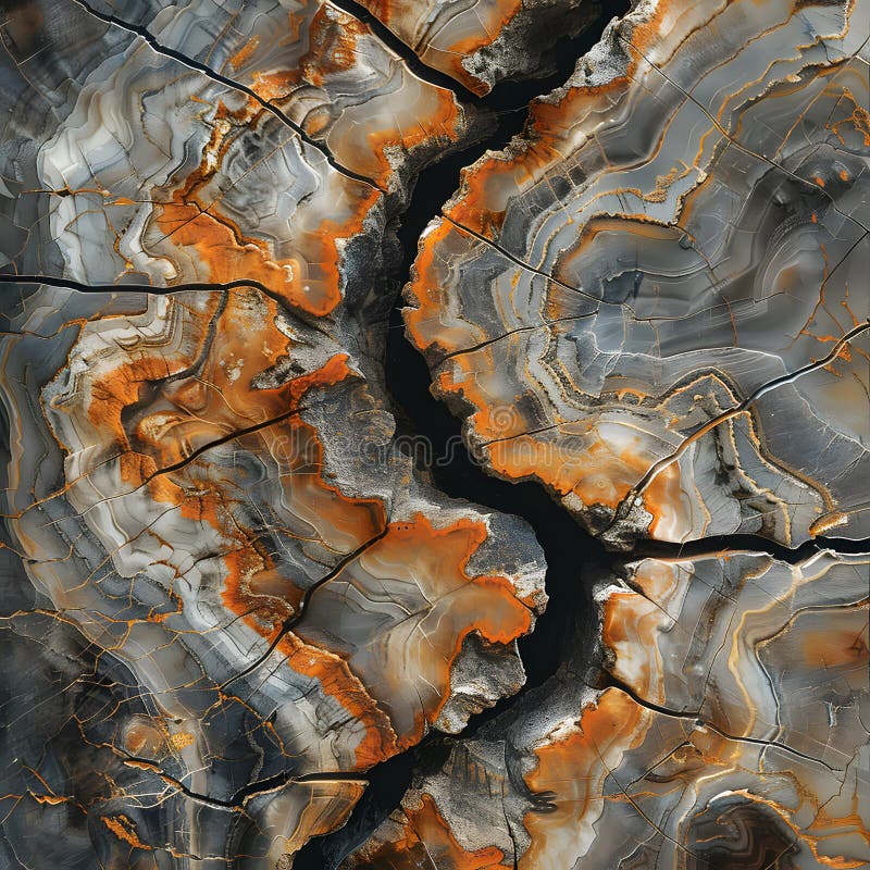 A Close Up of a Cracked Rock with a River Running through it Stock ...