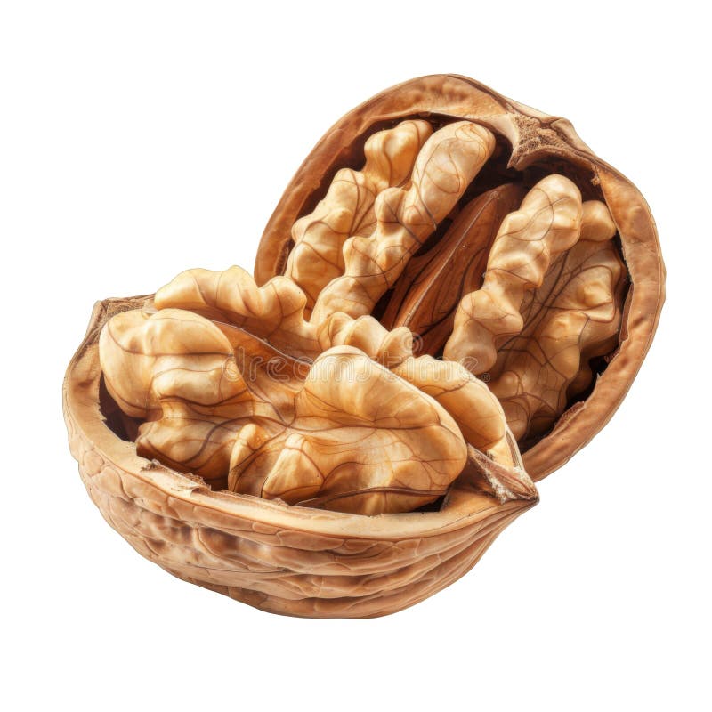 Close-up of a Cracked Walnut Shell Revealing the Nut Inside Stock Photo ...