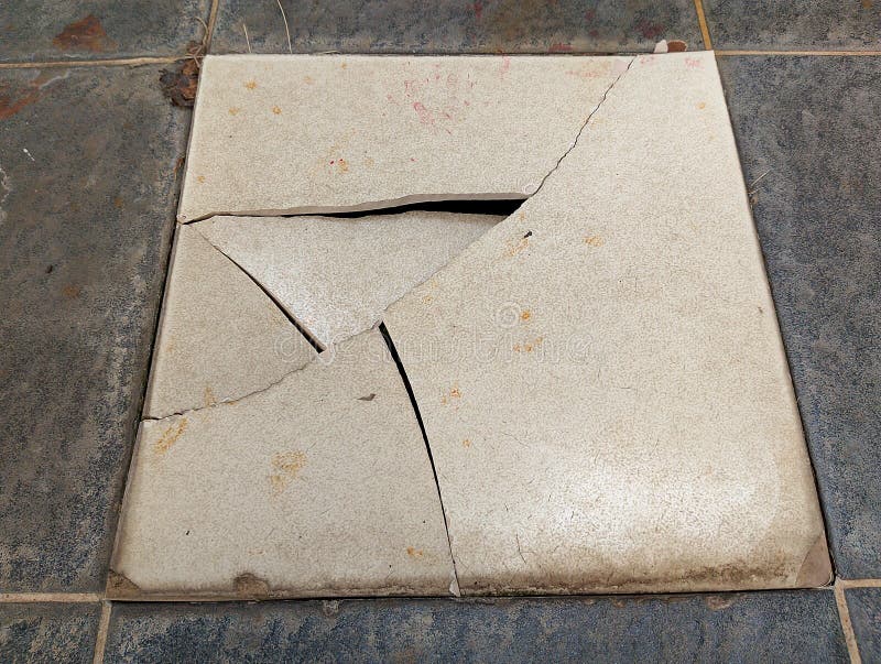 Close-up of a Cracked and Weathered Ceramic Tile Stock Image - Image of ...