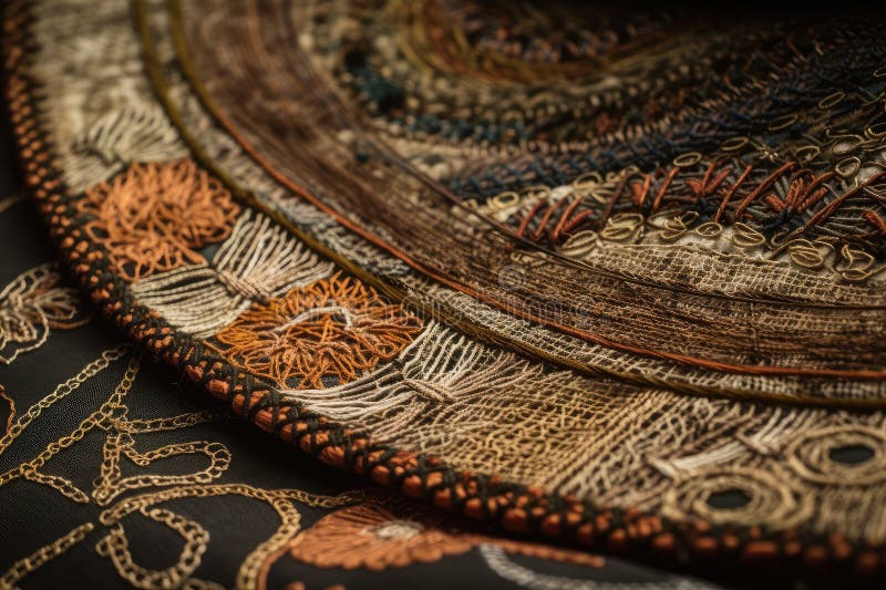 Close-up of Craft Project, with Intricate Stitches and Patterns Visible ...