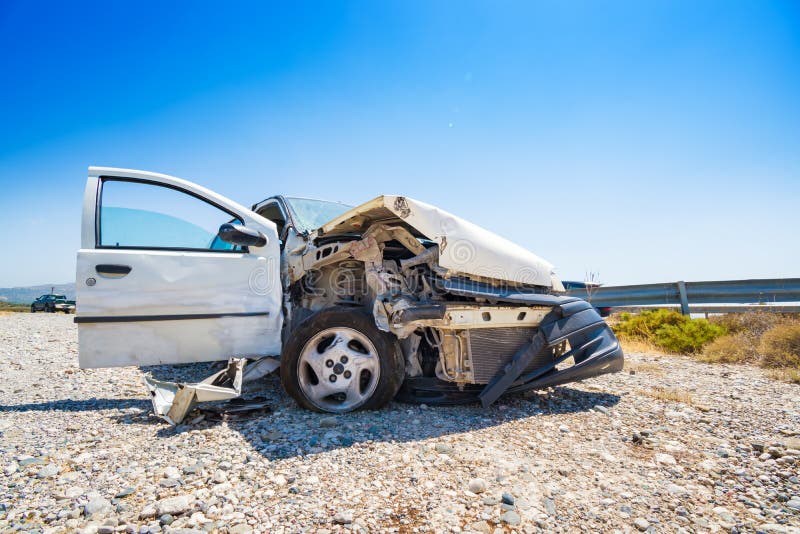 Behind The Car Accident Hit There Are Signs Of Collision Headlights ...