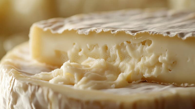 Close-up of Creamy Brie Cheese with Soft Center Stock Illustration ...