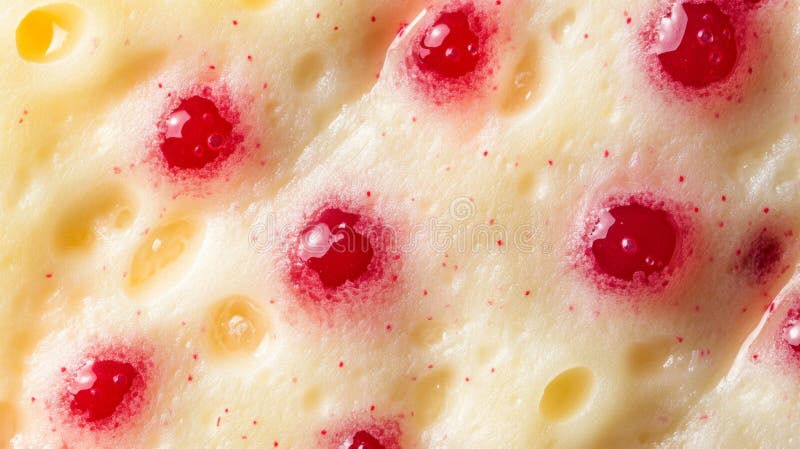 Close-up of Creamy Textured Dessert with Red Berry Topping Stock ...