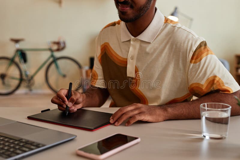 Creative Black Man Using Pen Tablet Stock Image - Image of career ...