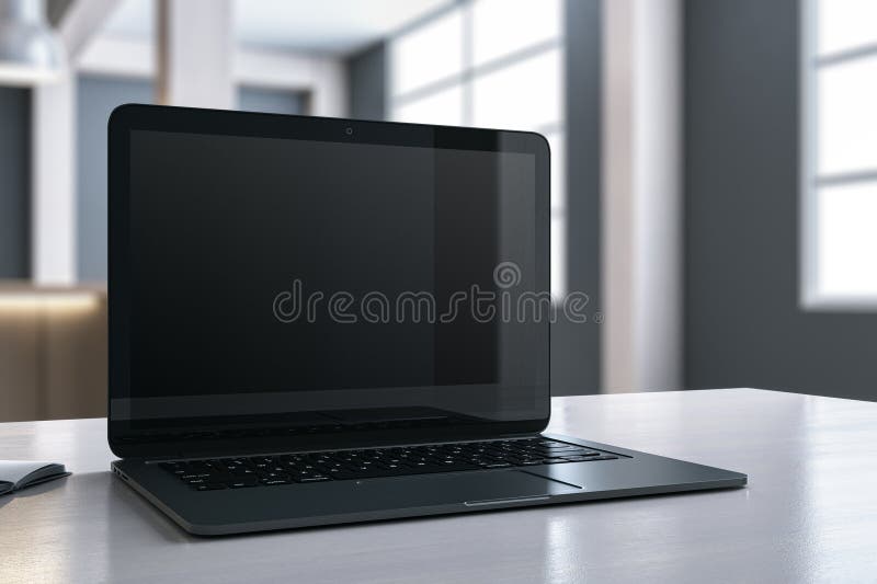 Close Up of Creative Designer Desktop with Empty Laptop and Blurry ...