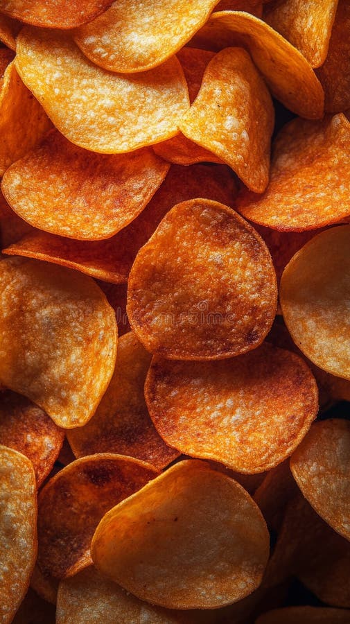 Close-up of Crispy Round Potato Chips, Displaying a Savory Texture and ...
