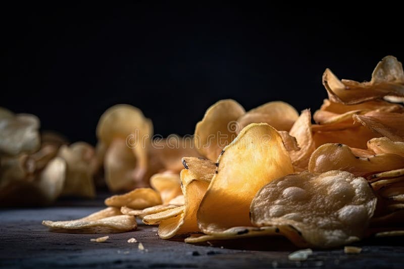 Close-up of Crispy and Salted Potato Chips Stock Illustration ...