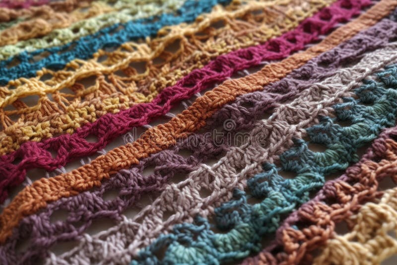 Close-up of Crocheted Fabric, with the Stitches and Texture Visible ...