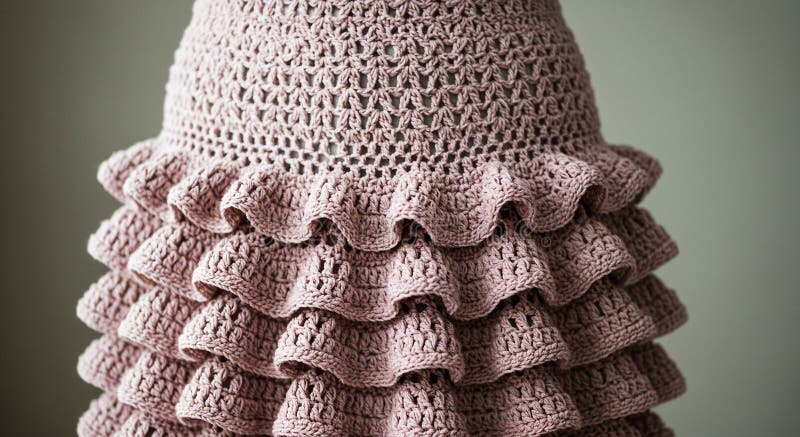 A Close-up of a Crocheted Garment Featuring Layered Ruffles. the ...