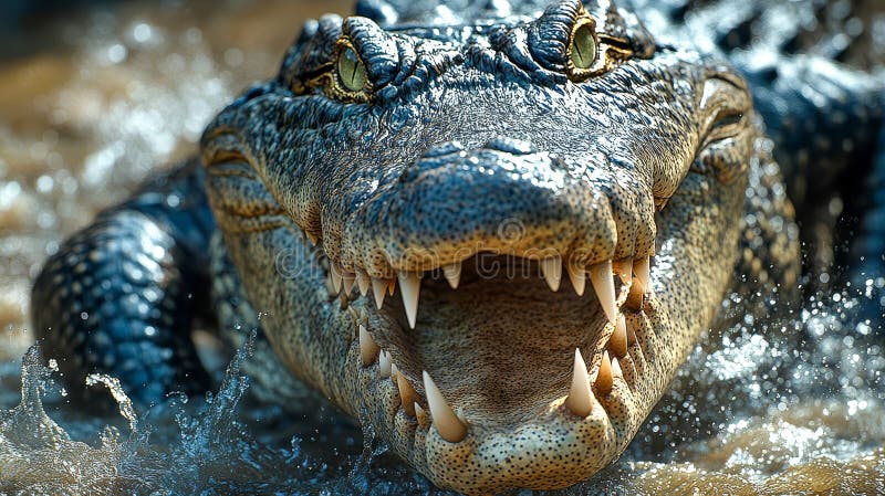 A Close-up of a Crocodile Snapping Its Jaws Stock Image - Image of ...