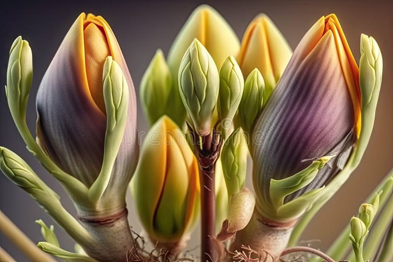 Close-up of Crocus Buds, Ready To Bloom Stock Illustration ...