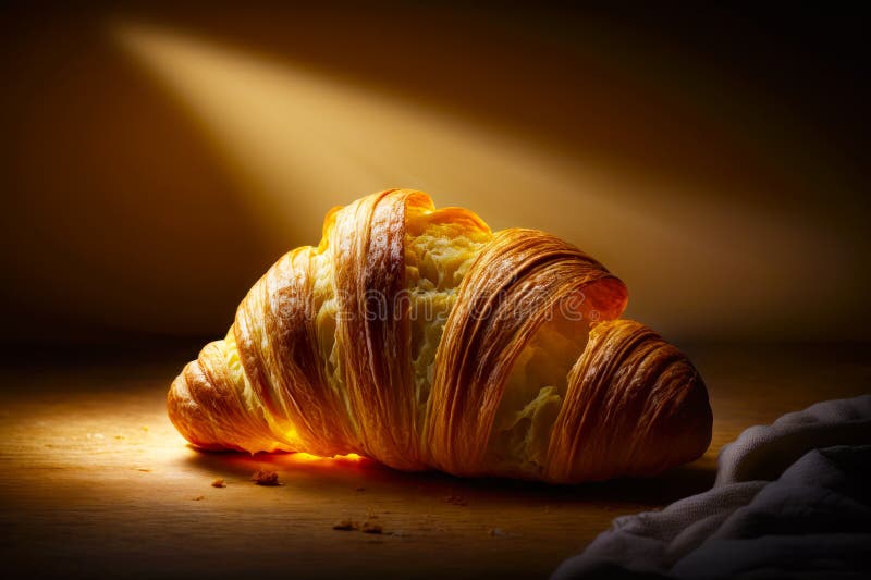 Close Up of Croissant with Light Shining on it. Generative AI Stock ...
